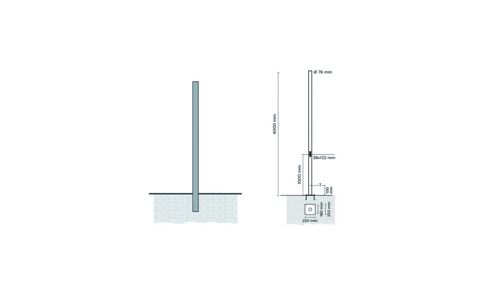 809905 CYLINDRICAL POLE 4 METERS WITH BASE-PLATE | Puk