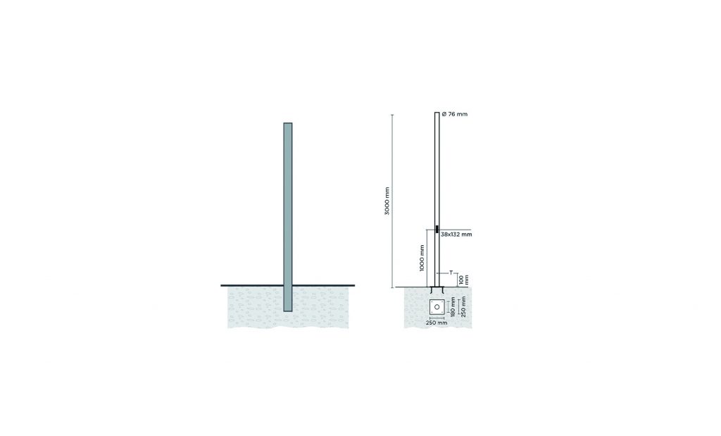 809904 CYLINDRICAL POLE 3 METERS WITH BASE-PLATE | Puk